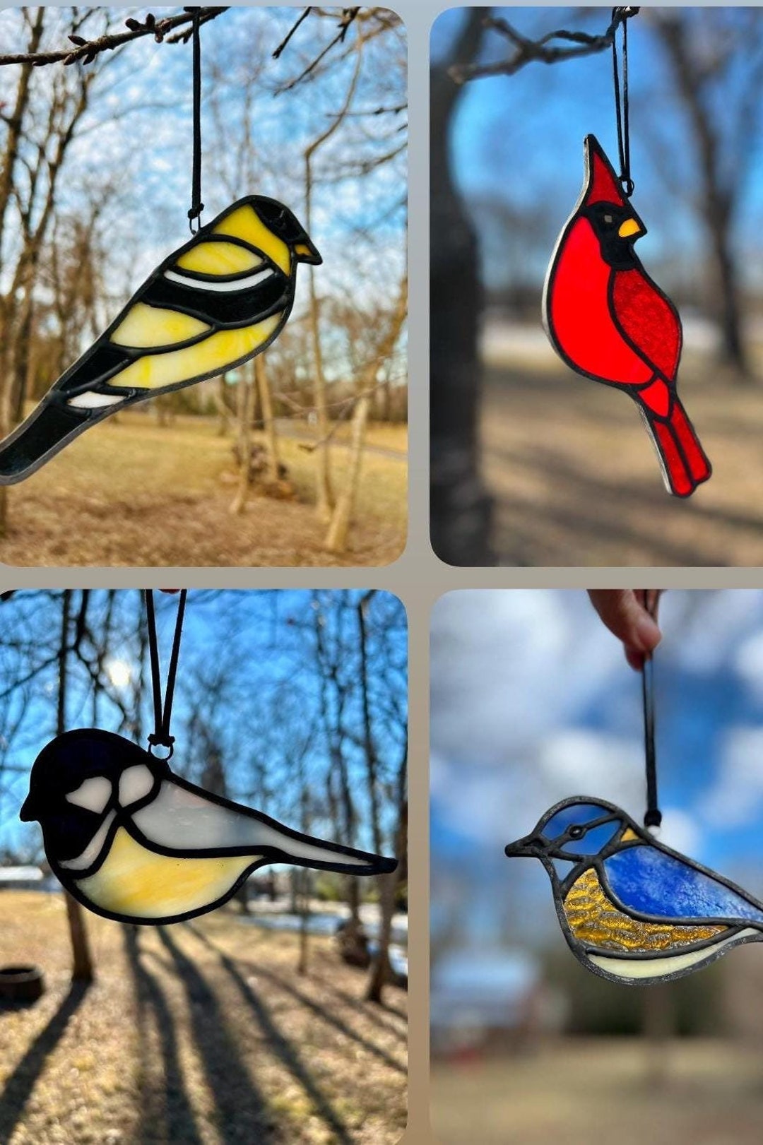 Stained Glass Song Bird Patterns -4 Pack for Instant Digital Download ...