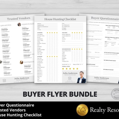 Real Estate Templates Buyer Checklist Bundle of 5 Editable - Etsy