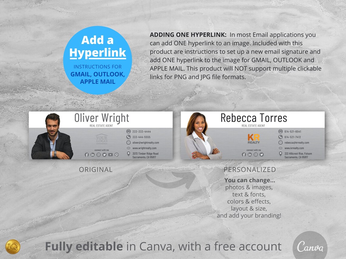 Email Signature Template Bundle 7 Signature Templates Real - Etsy