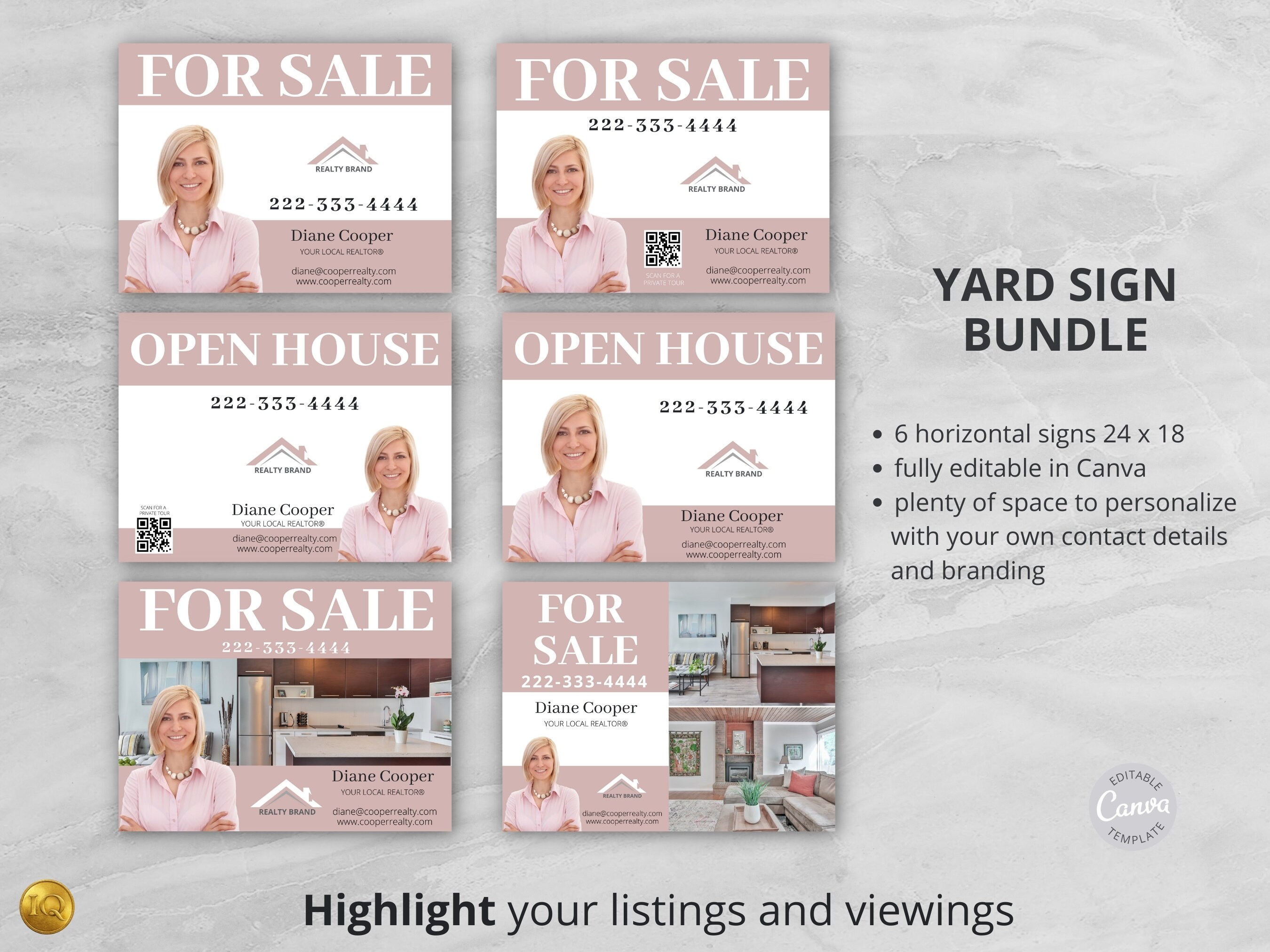 Real Estate Yard Sign Bundle Real Estate Signs Realtor - Etsy
