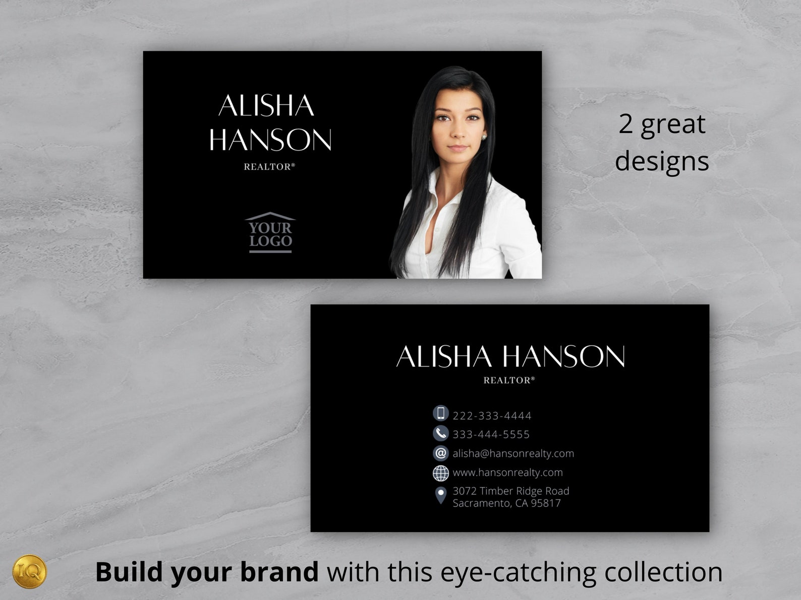 2 Real Estate Business Card Templates, Double-sided, Editable Templates ...