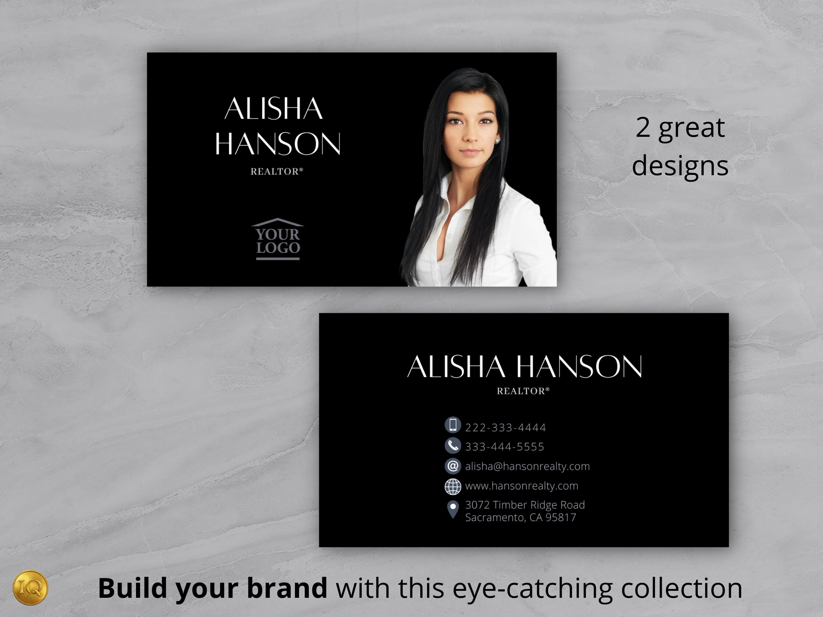 2 Real Estate Business Card Templates, Double-sided, Editable Templates ...