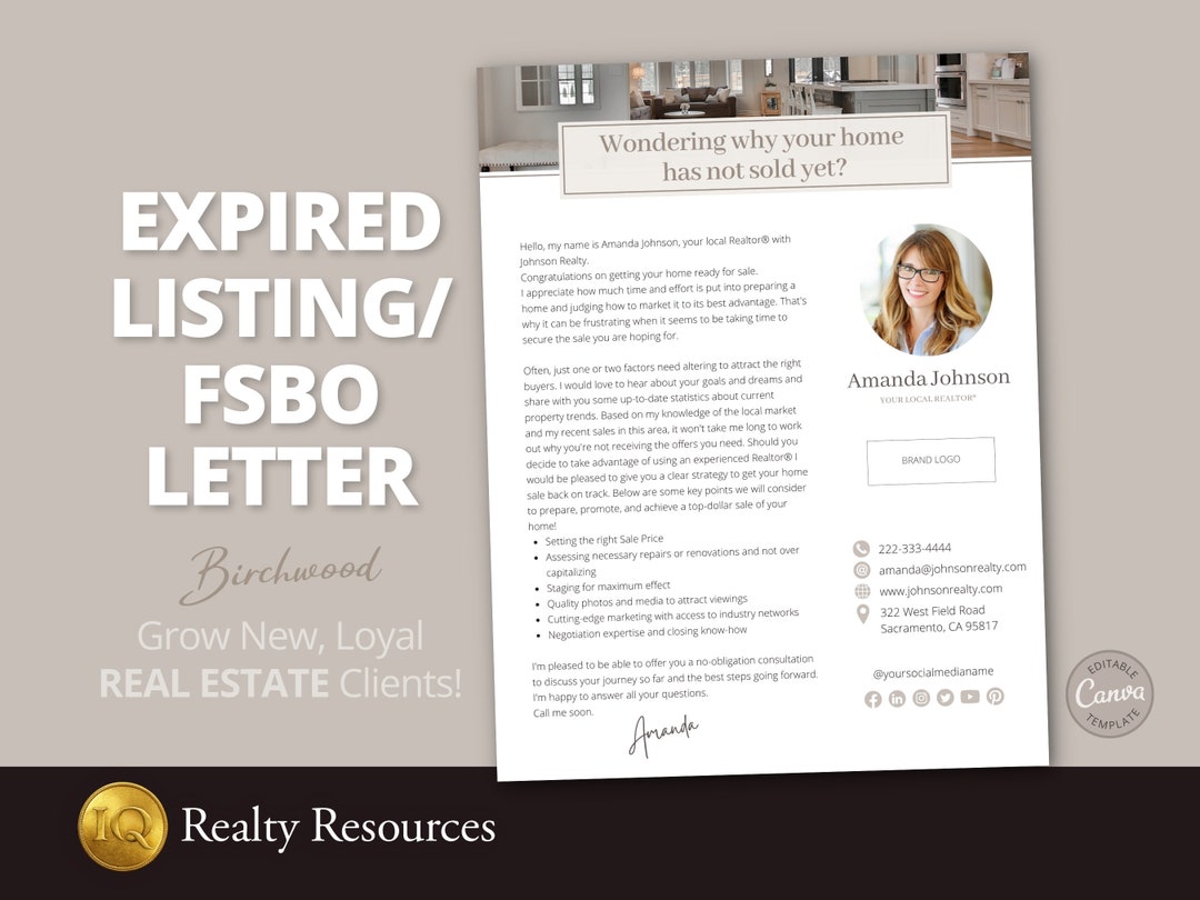 Expired Listing Letter Fsbo Letter Real Estate Letter Template