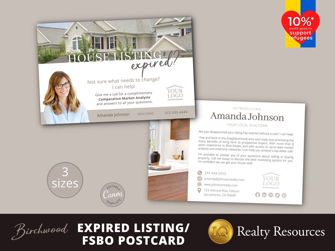 Real Estate Postcard Template, Expired Listing Postcard, FSBO Postcard ...