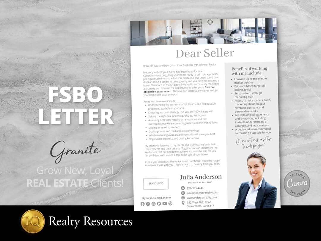 FSBO Letter, Real Estate Flyer Template, Expired Listing, Home Seller, Neighborhood Farming ...