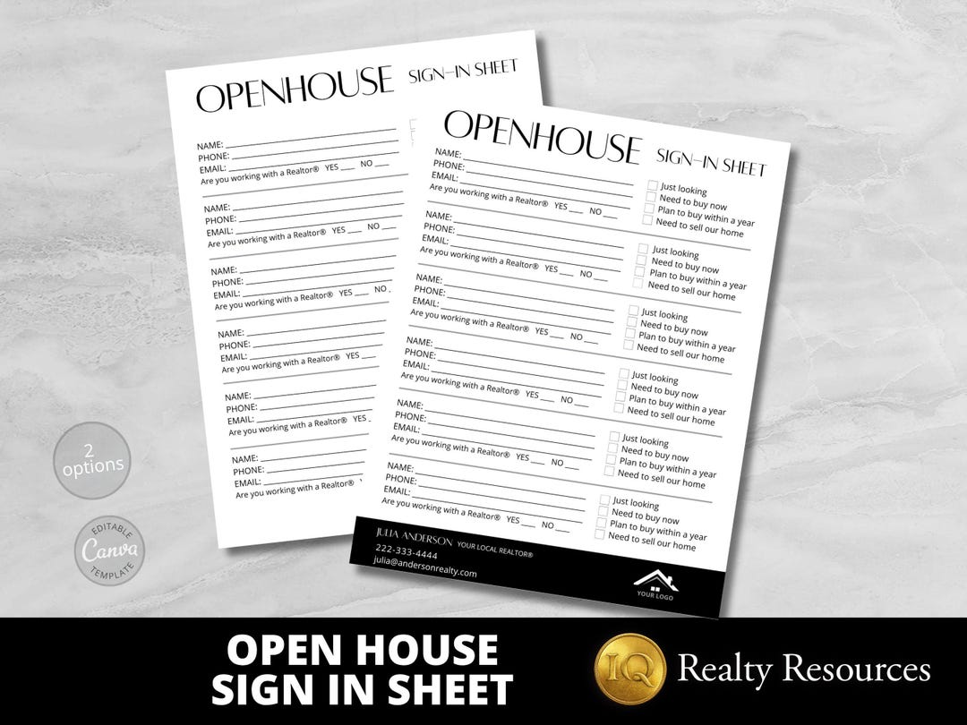 Open House Sign in Sheet, Open House Flyer, Real Estate Flyer, Realtor ...