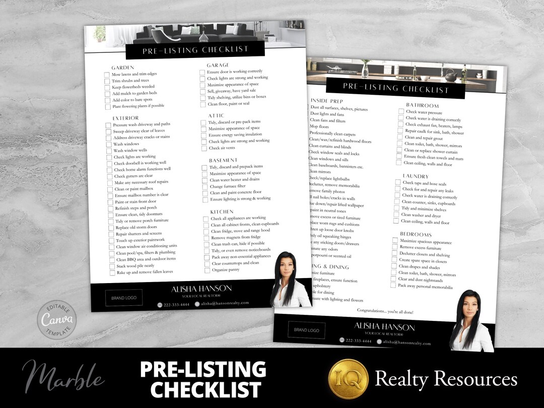 Real Estate Pre-listing Checklist for Home Sellers, Real Estate ...