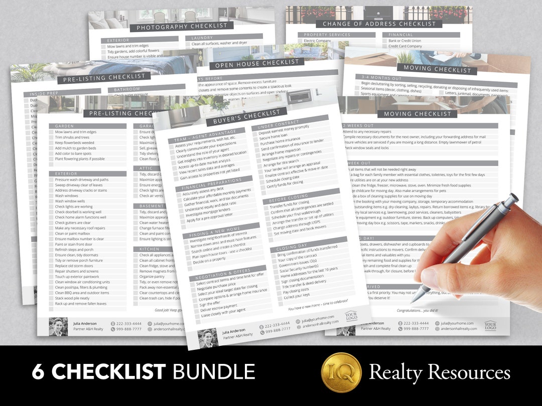 Real Estate Checklist BUNDLE for Home Sellers and Buyers, 6 Checklists ...