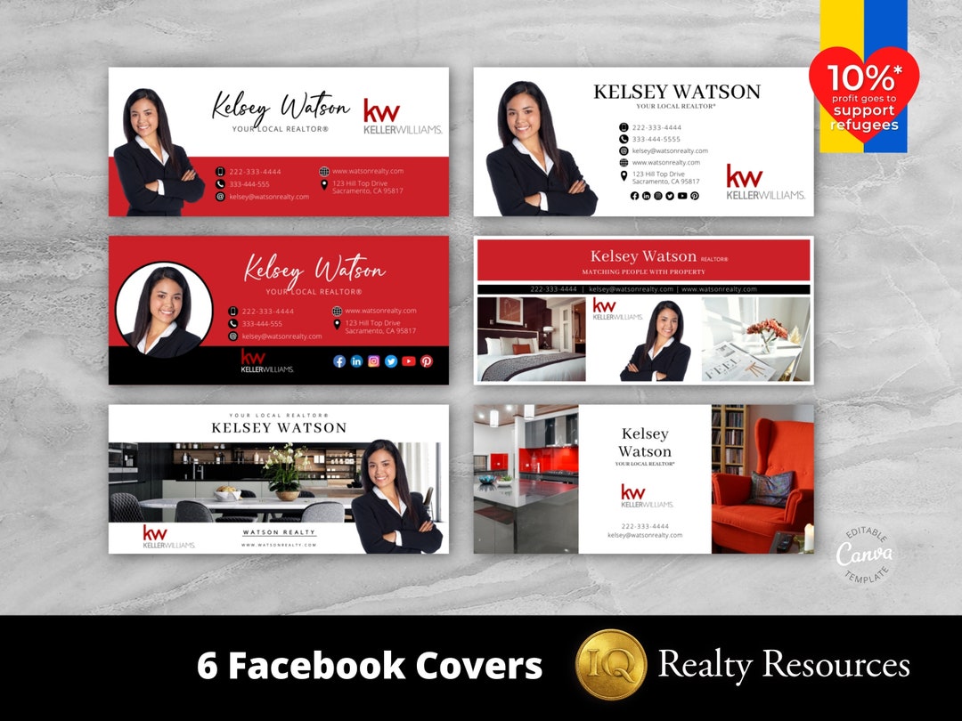 6 Real Estate Facebook Cover Banners, Social Media Banner, Realty Agent ...