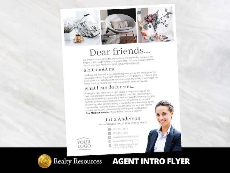 Real Estate Flyer Template, Agent Introduction, Hello Neighbor ...