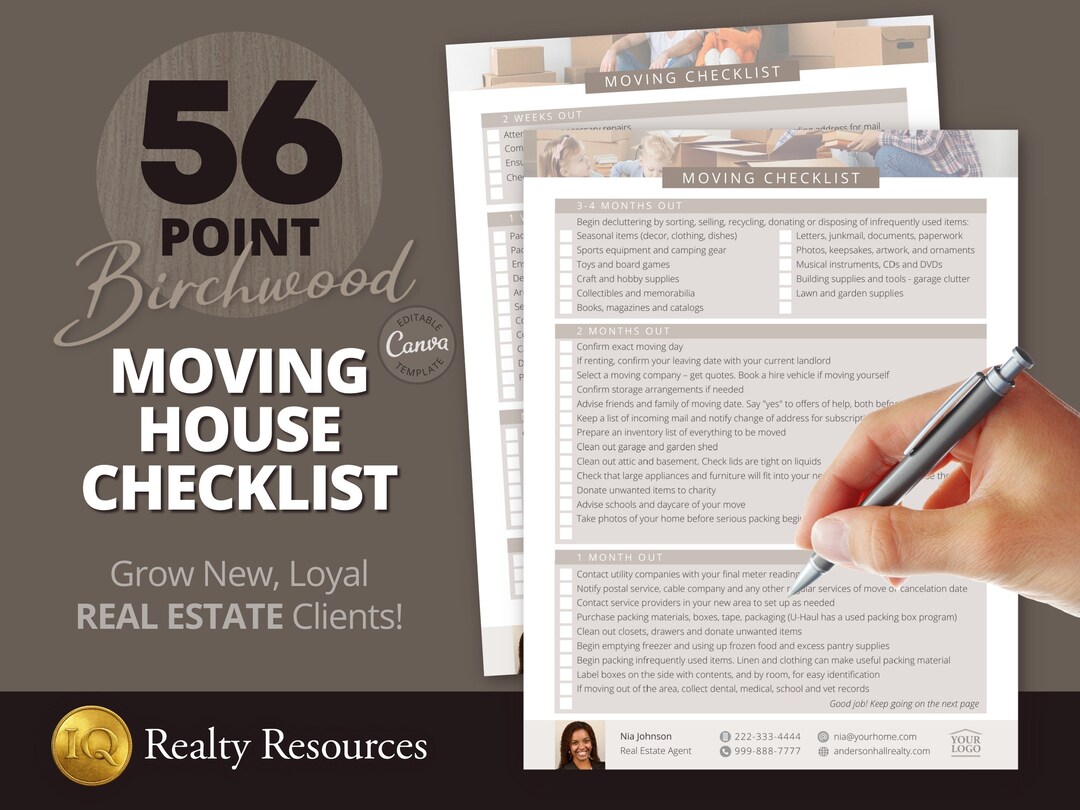 Real Estate Moving Checklist for Home Sellers and Buyers, Real Estate ...