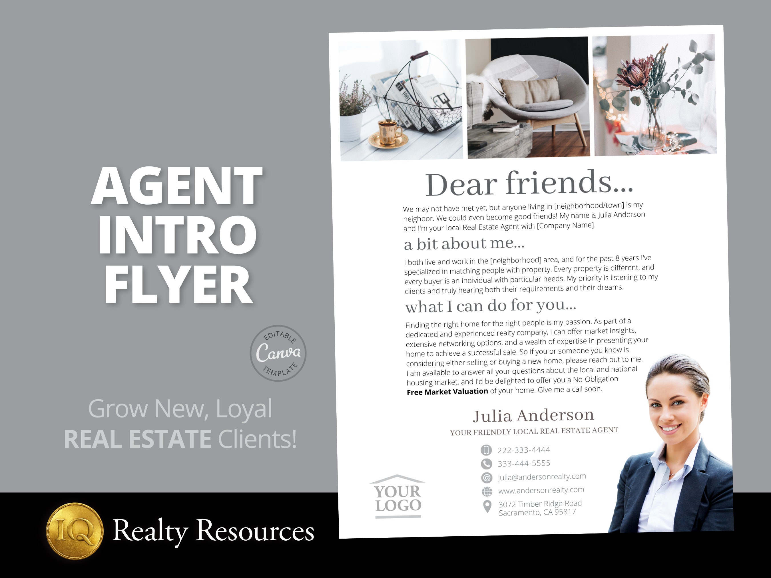 Real Estate Flyer Template, Agent Introduction, Agent Marketing ...