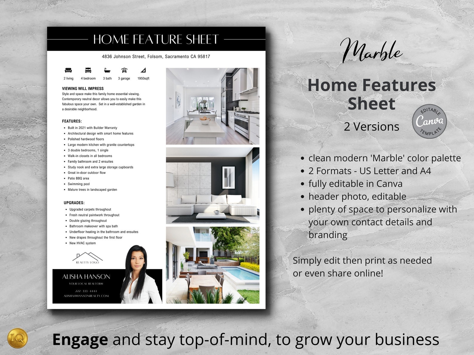 Real Estate Flyer, Home Feature Sheet, for Sale Flyer Template, Real ...