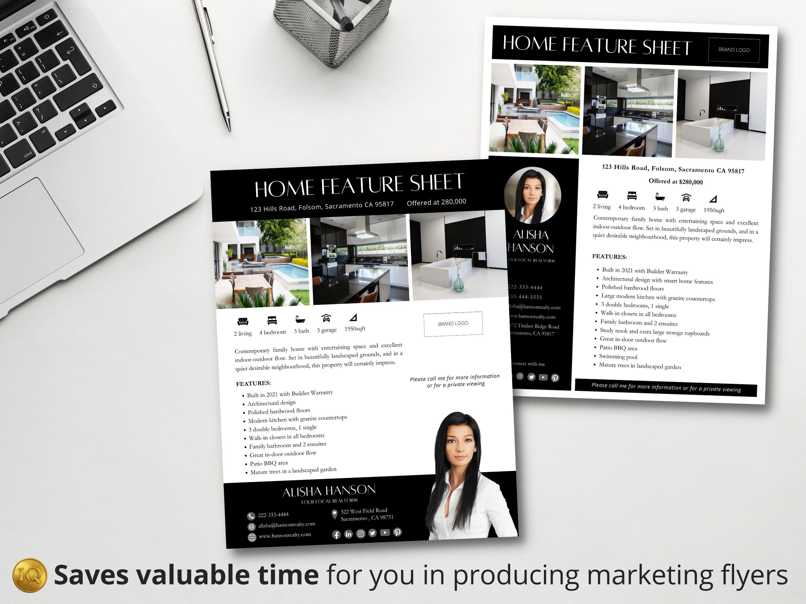 Real Estate Flyer, Home Feature Sheet, for Sale Flyer Template, Real ...