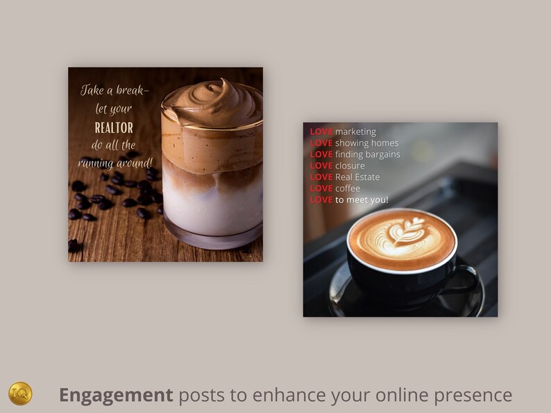 6 Real Estate Instagram Posts, Cappuccino Engagement Posts, Social ...