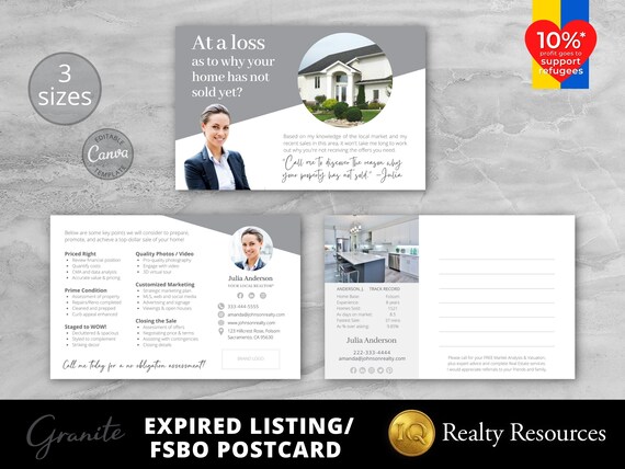 Real Estate Postcard Template Expired Listing Postcard FSBO - Etsy