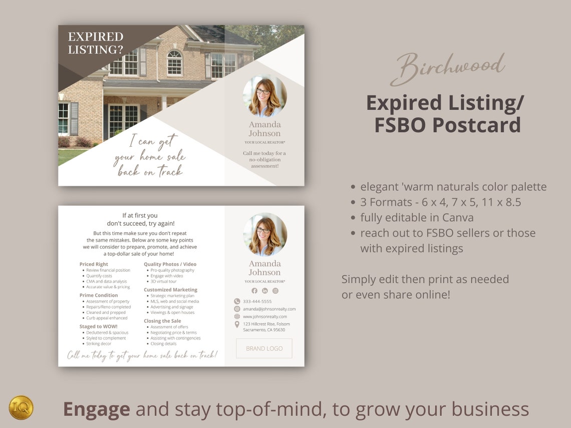 Real Estate Postcard Template, Expired Listing Postcard, FSBO Postcard ...