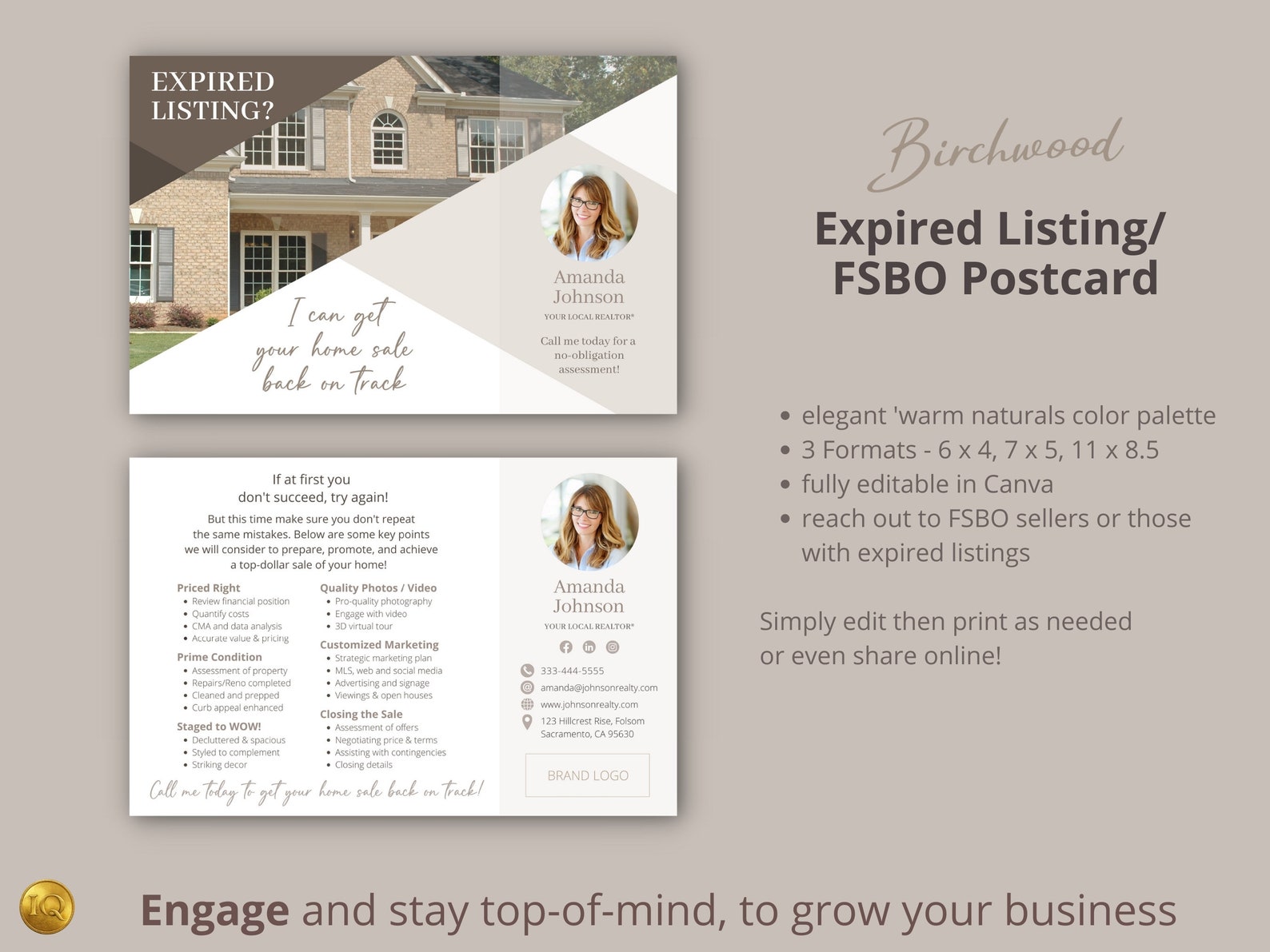 Real Estate Postcard Template, Expired Listing Postcard, FSBO Postcard ...