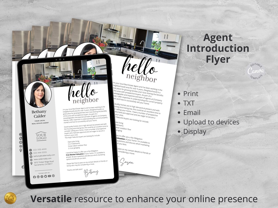 Real Estate Flyer Template Agent Introduction Flyer Flyer - Etsy