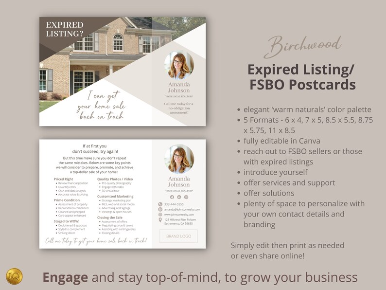 Real Estate Postcard Template, Expired Listing Postcard BUNDLE, FSBO ...