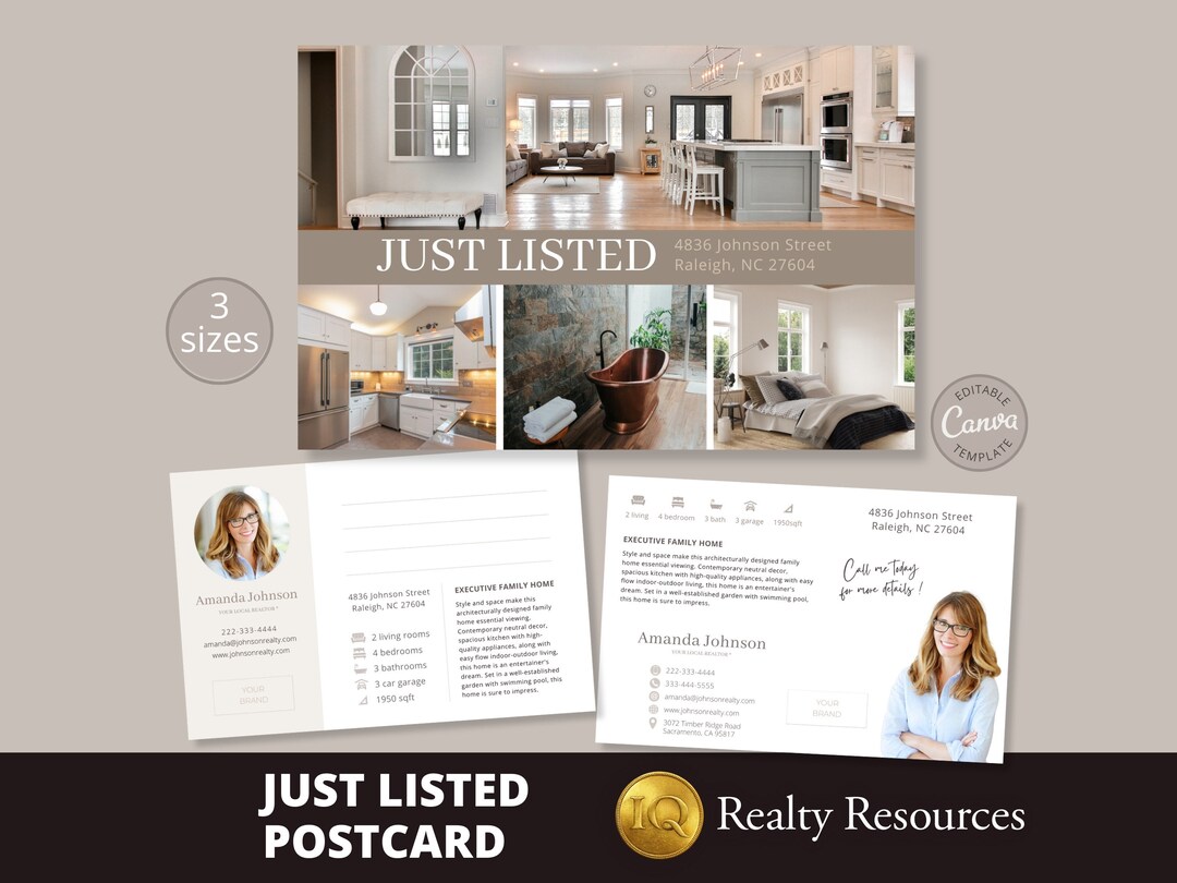 Real Estate Postcard Template, Just Listed Postcard, Sold Postcard ...