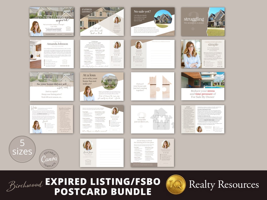 Real Estate Postcard Template, Expired Listing Postcard BUNDLE, FSBO ...