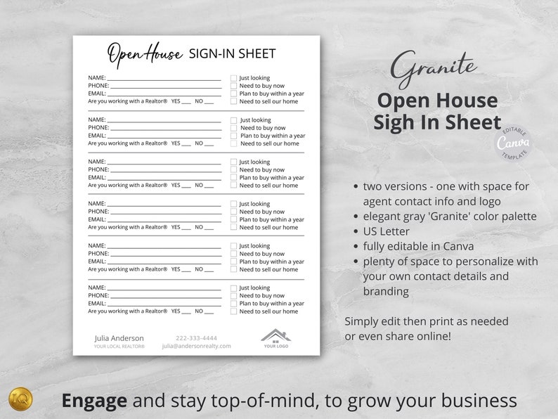Open House Sign in Sheet, Open House Flyer, Real Estate Flyer, Realtor ...