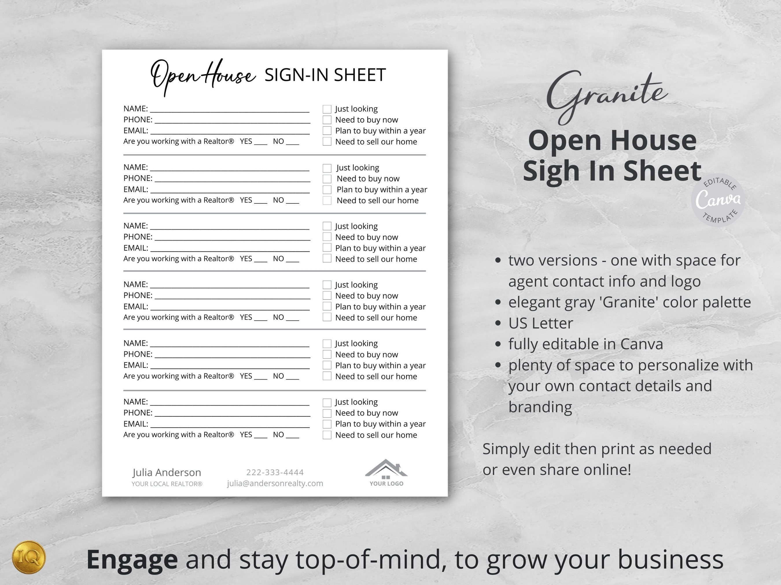 Real Estate Open House Sign in Sheet, Open House Flyer, Real Estate ...