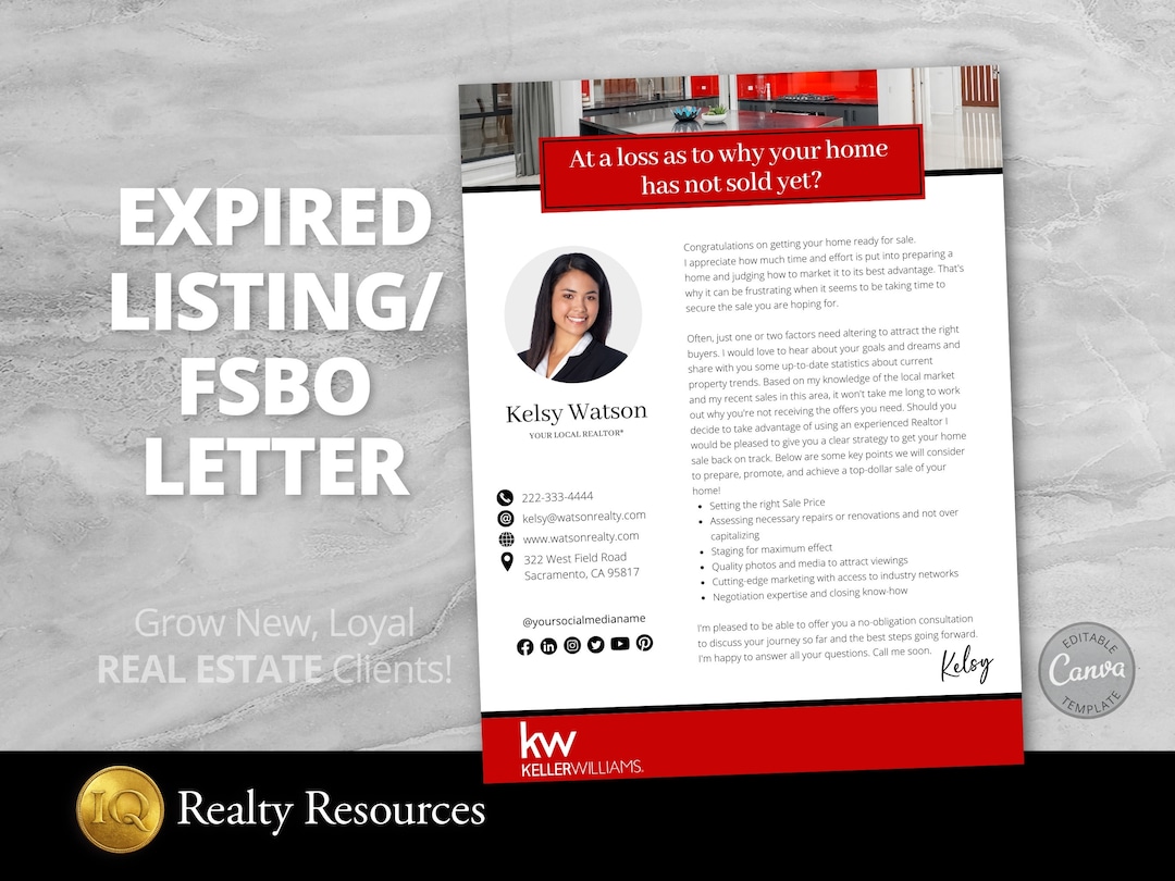 Expired Listing Letter, FSBO Letter, Real Estate Letter Template ...