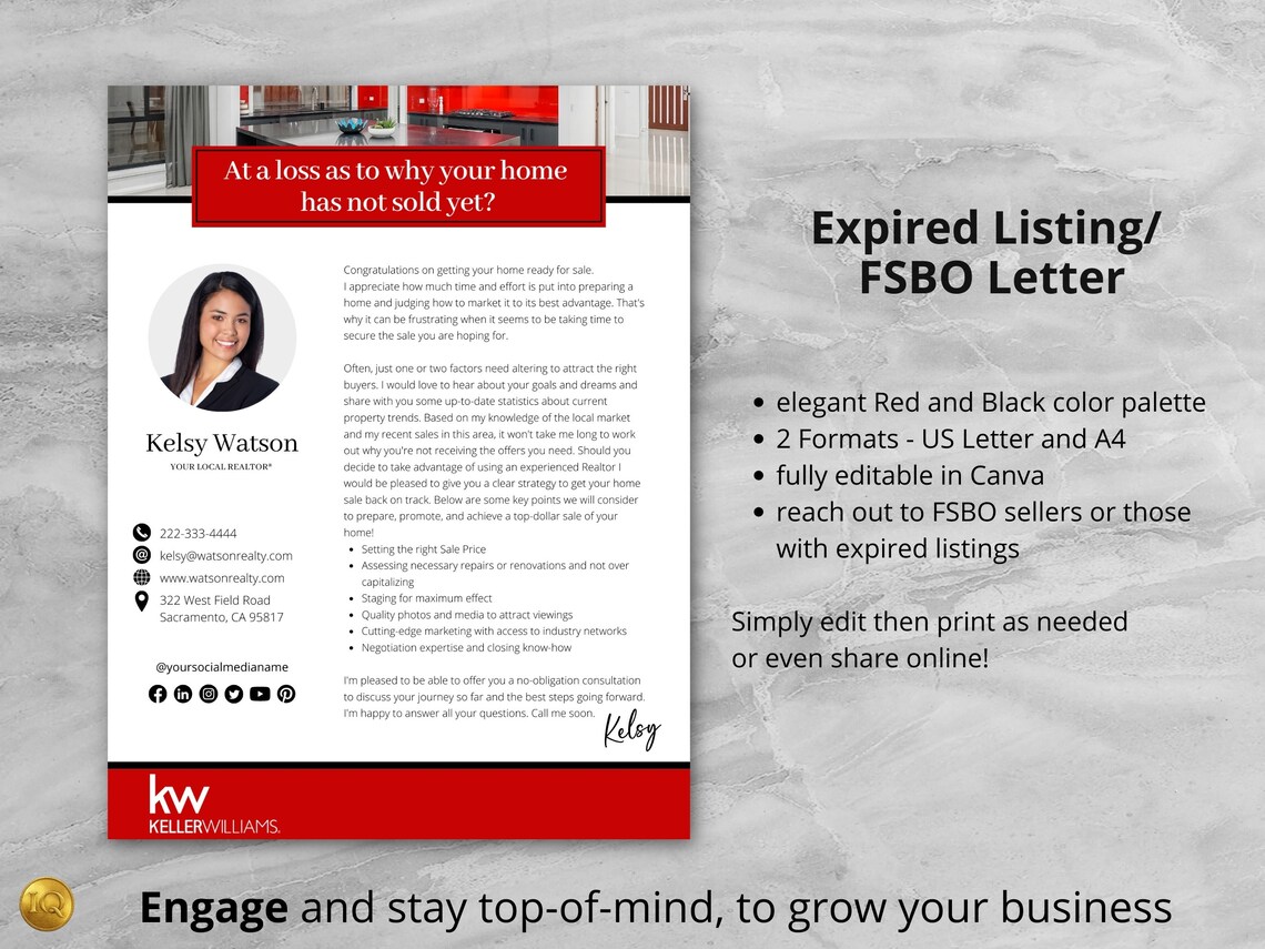 Expired Listing Letter, FSBO Letter, Real Estate Letter Template, Realtor Introduction, Real ...