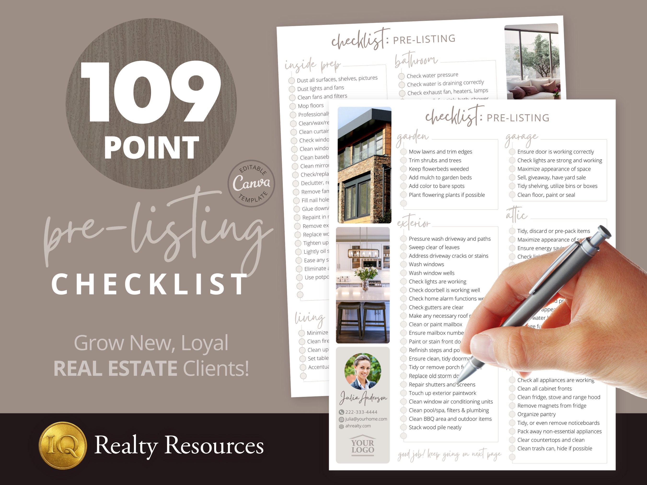 Real Estate Pre-listing Checklist for Home Sellers, Staging, Realty ...
