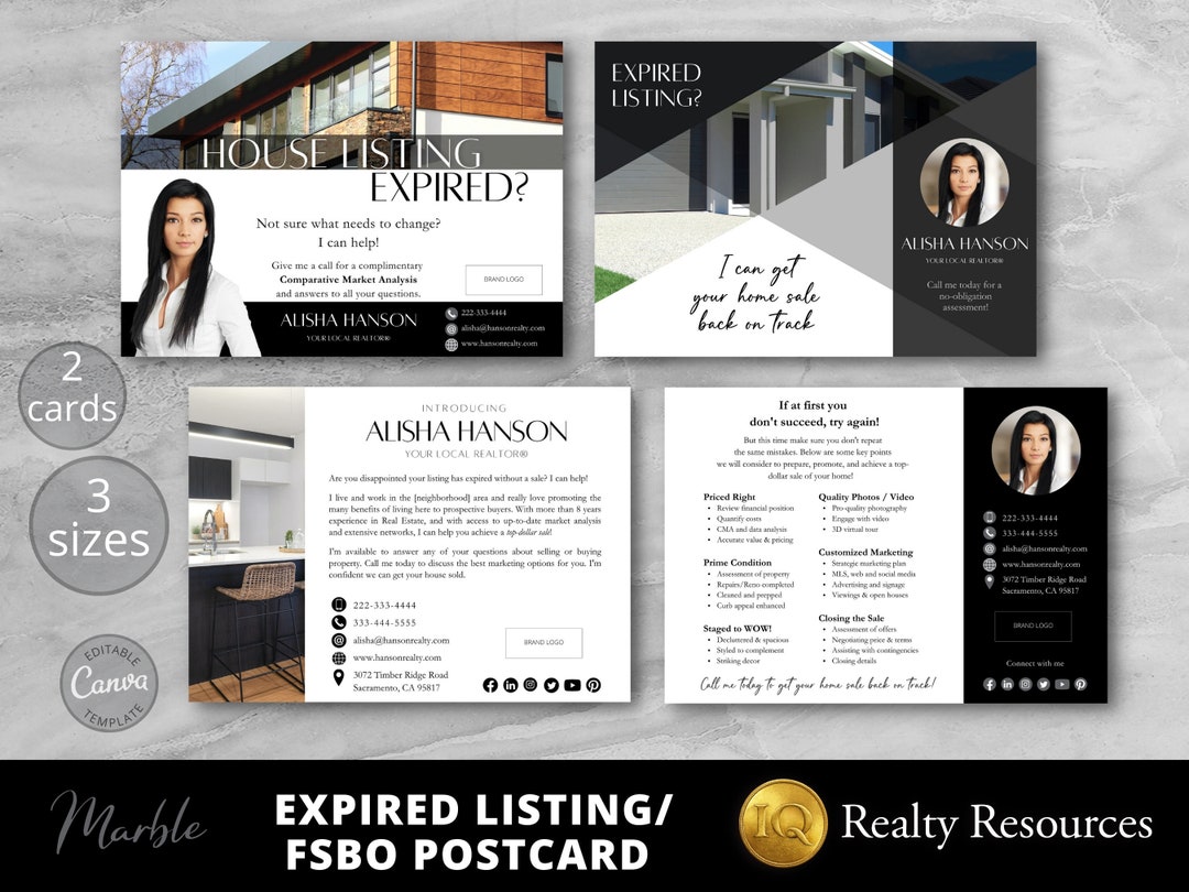 Real Estate Postcard Template, Expired Listing Postcard, FSBO Postcard ...