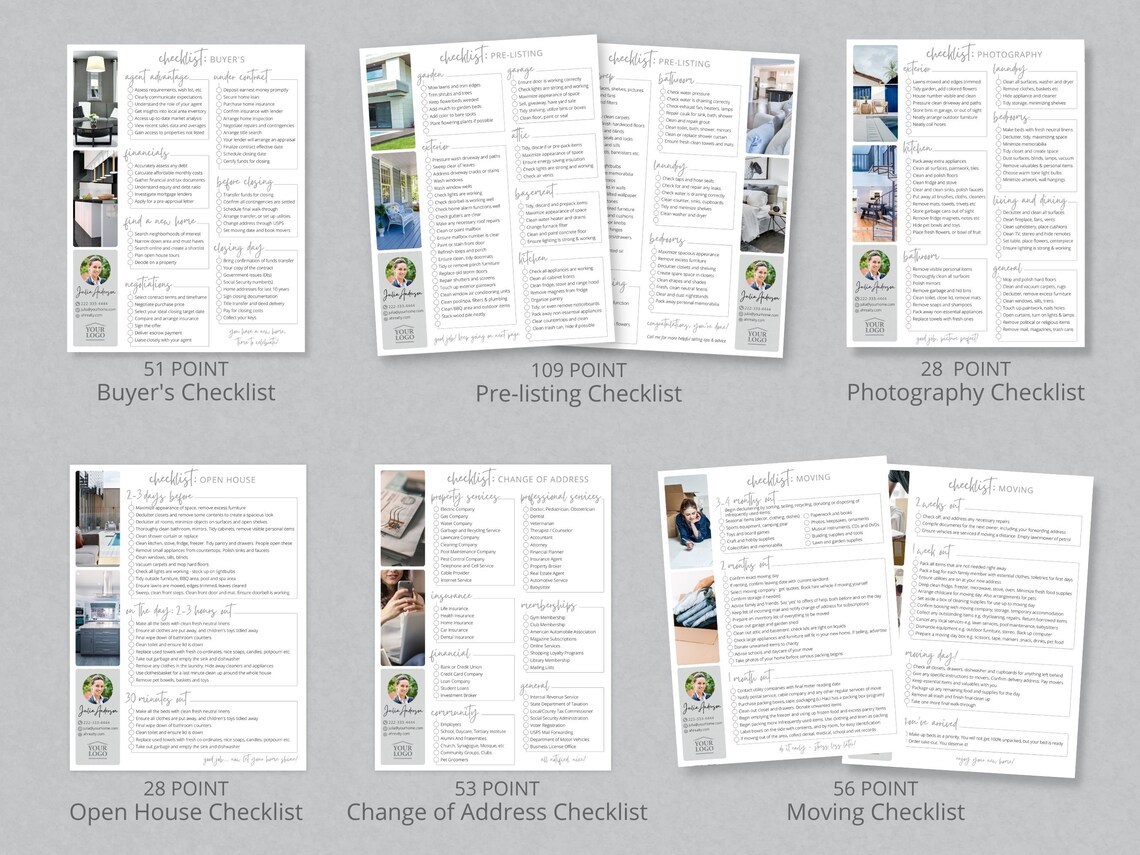 Real Estate Checklist Template BUNDLE for Home Sellers and Buyers, 6 ...