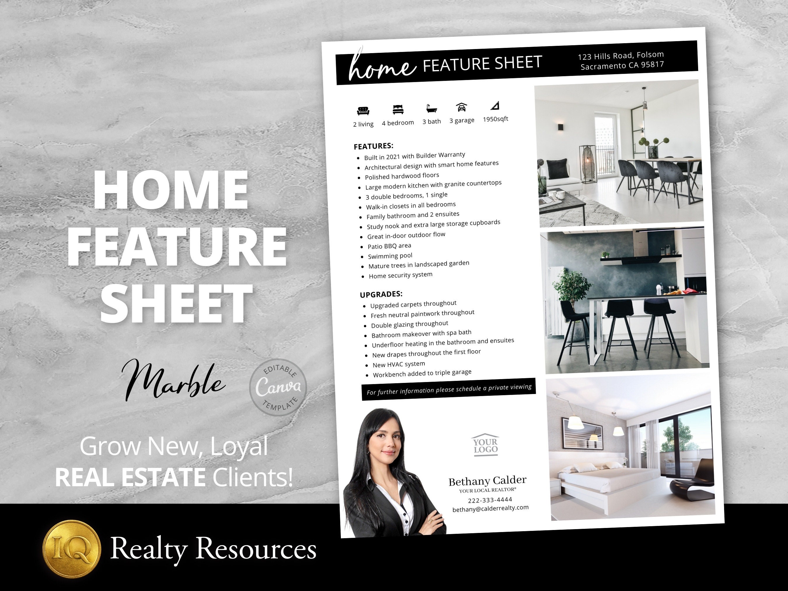 Real Estate Flyer, Home Feature Sheet, for Sale Flyer Template, Real ...