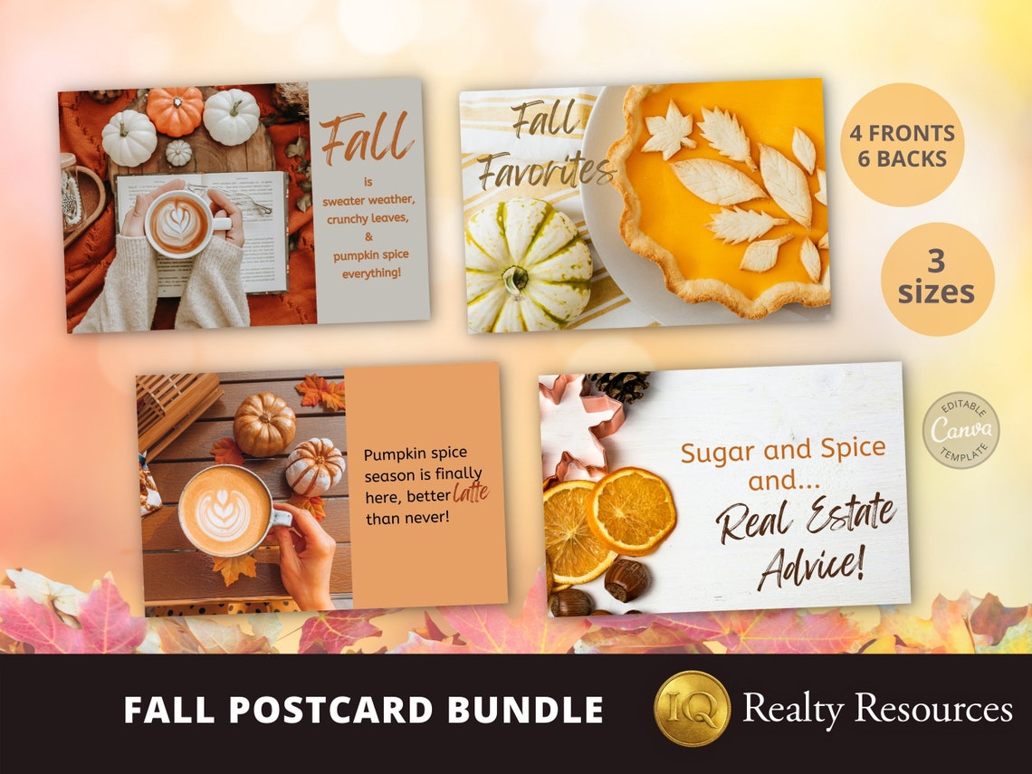 Fall Real Estate Postcard Bundle Thanksgiving Postcard - Etsy