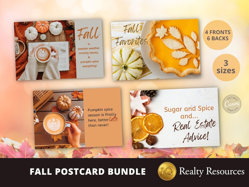 Fall Real Estate Postcard Bundle Thanksgiving Postcard - Etsy