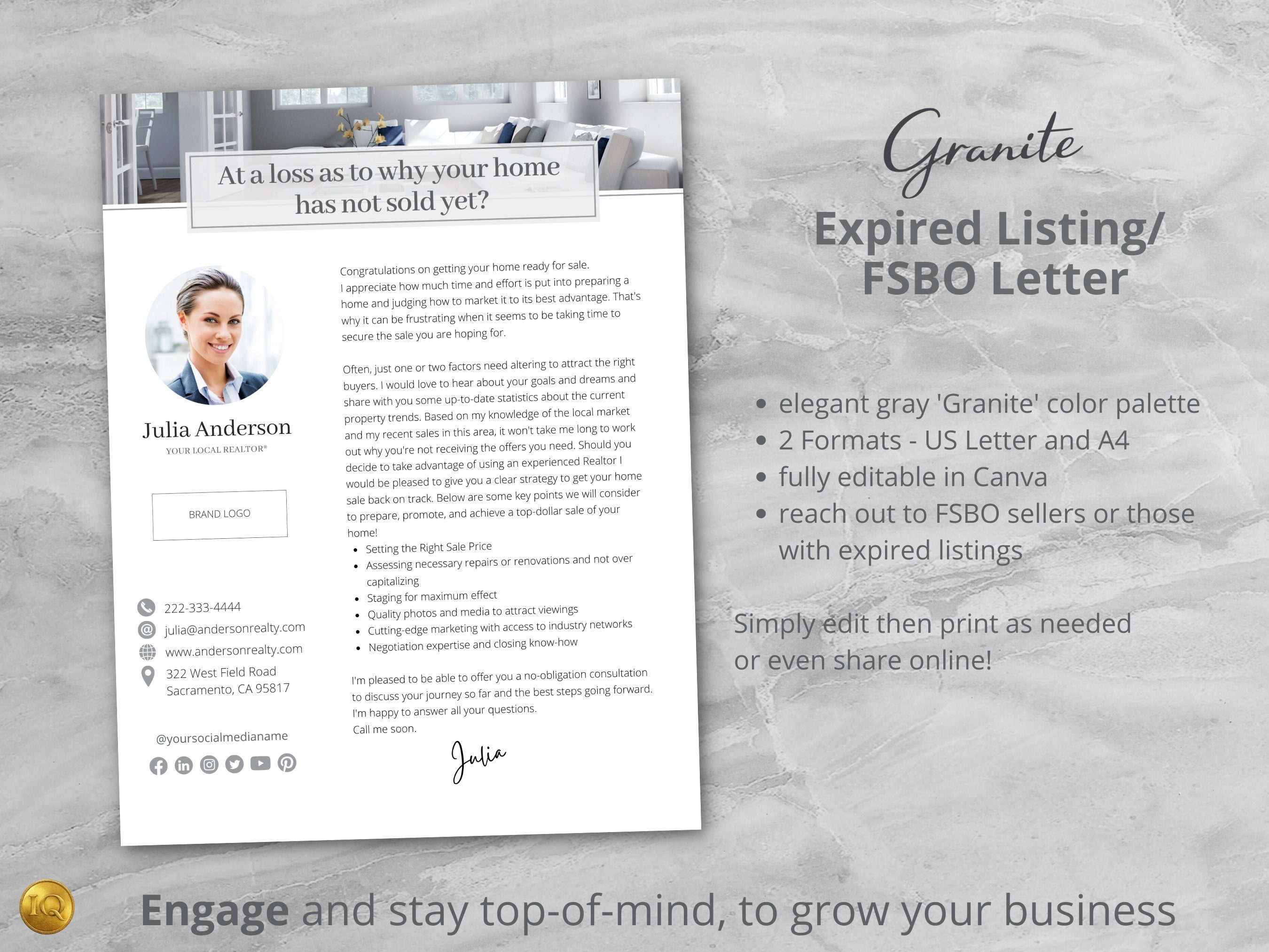 Expired Listing Letter, FSBO Letter, Real Estate Flyer Template, Home ...