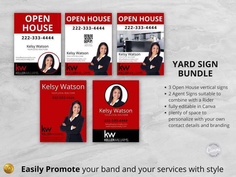 Real Estate Yard Sign Bundle, Keller Williams Real Estate Signs, for ...
