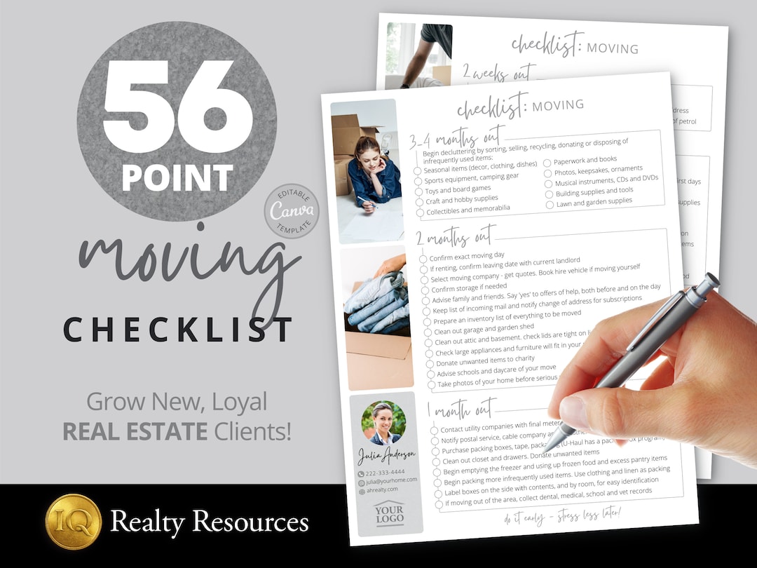 Real Estate Moving Checklist for Home Sellers and Buyers, Real Estate ...