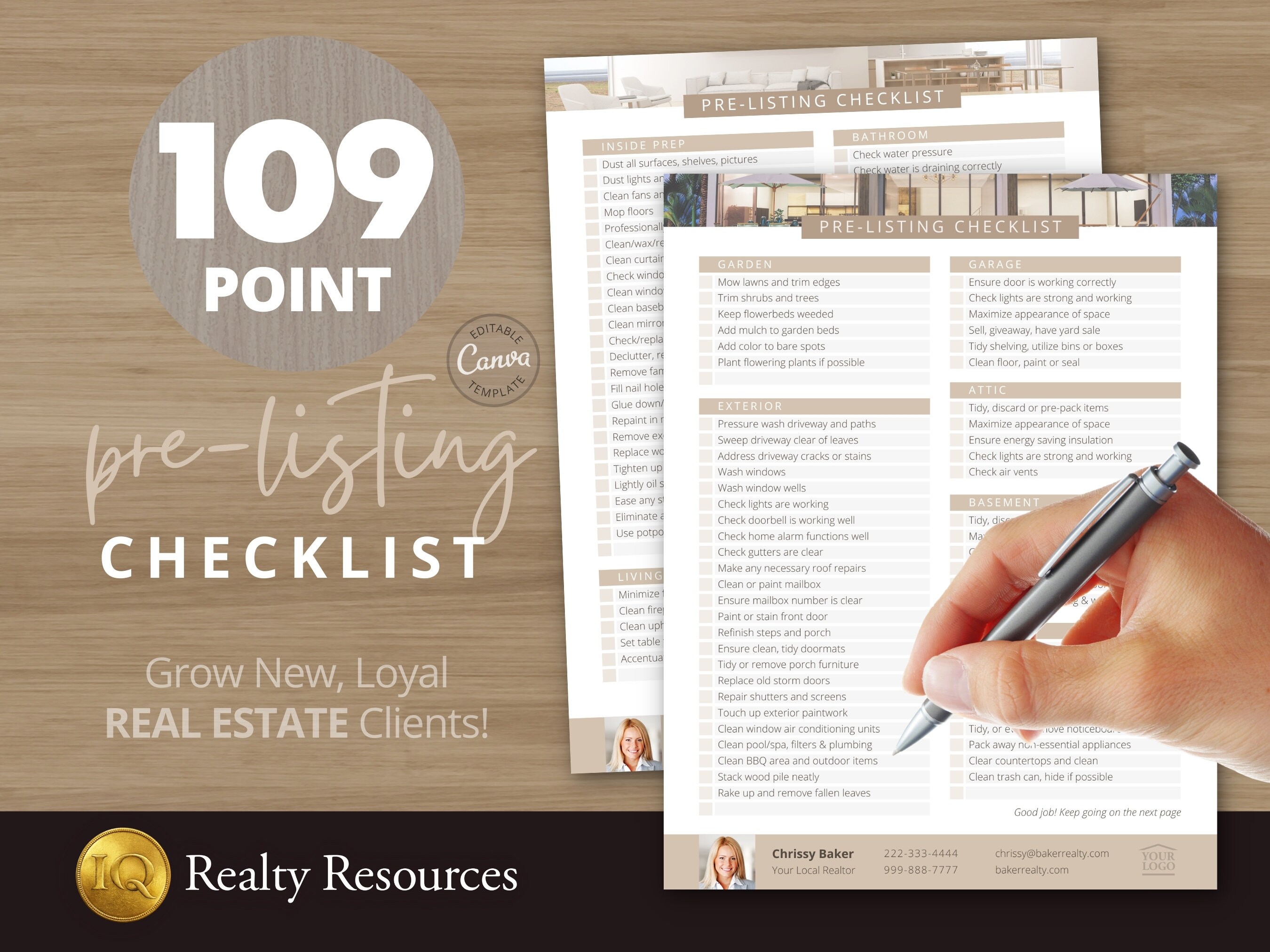 Real Estate Pre-listing Checklist for Home Sellers, Checklist Template ...