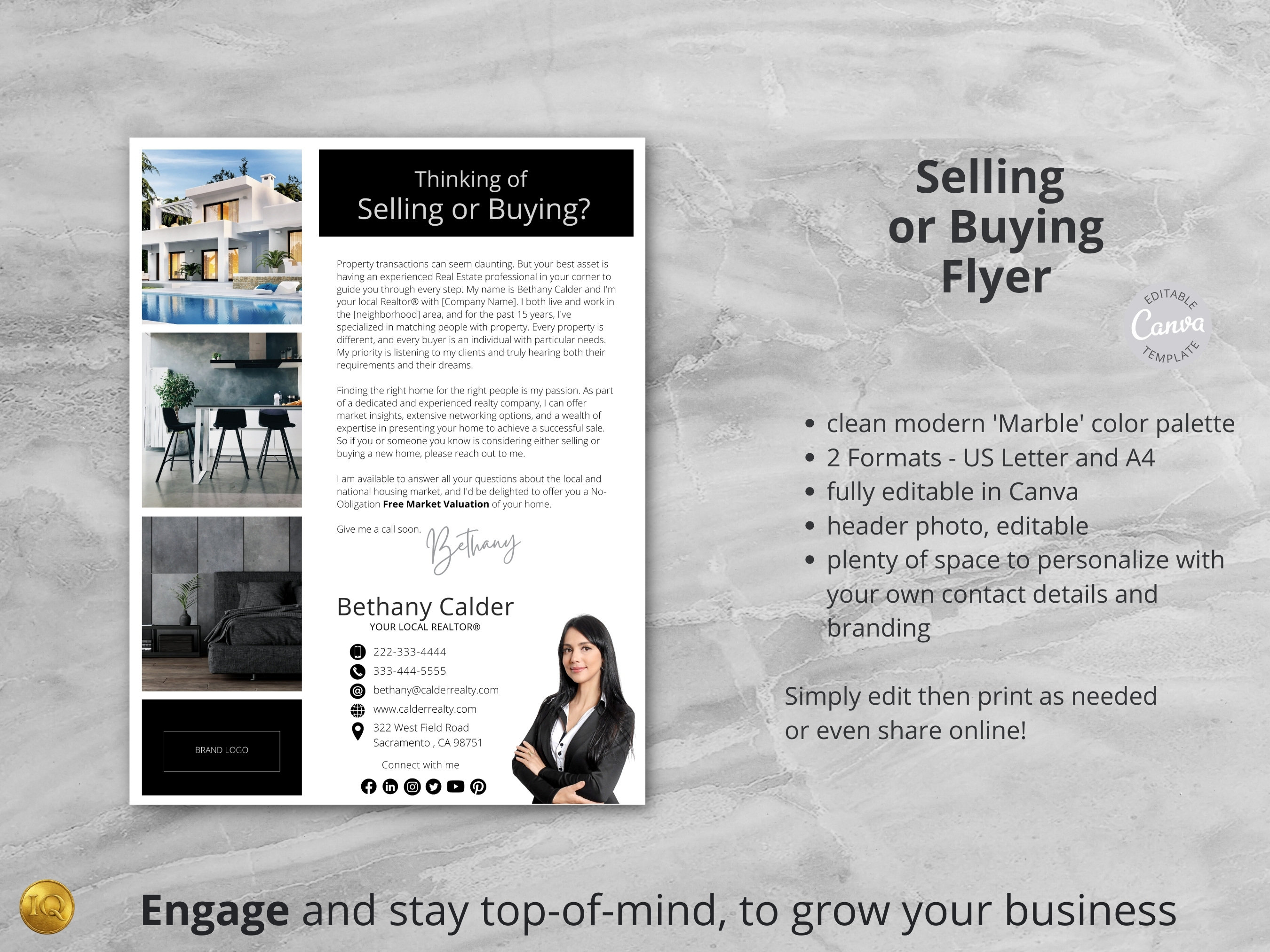 Real Estate Flyer Template, Buying or Selling, Realtor Introduction ...