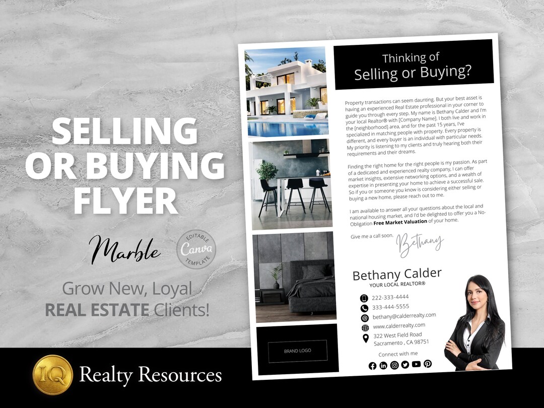 Real Estate Flyer Template, Buying or Selling, Realtor Introduction ...