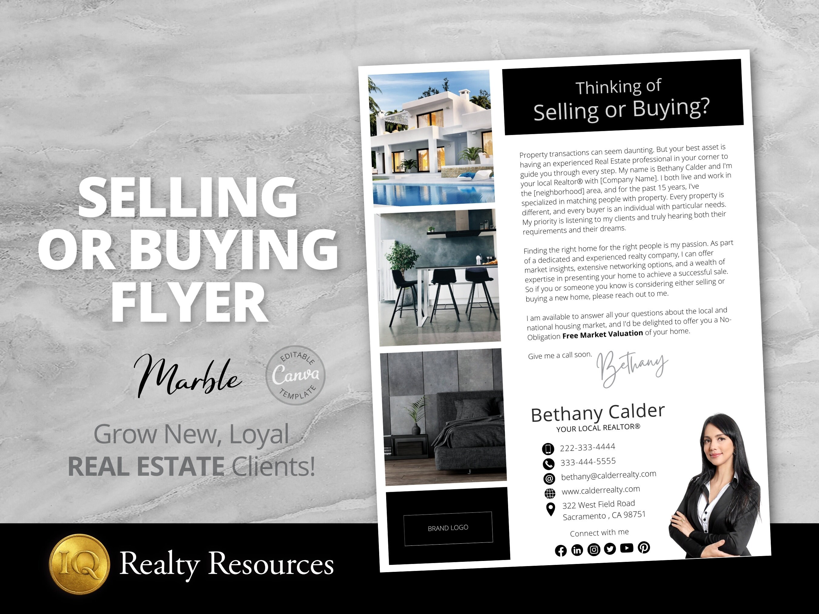 Real Estate Flyer Template, Buying or Selling, Realtor Introduction ...