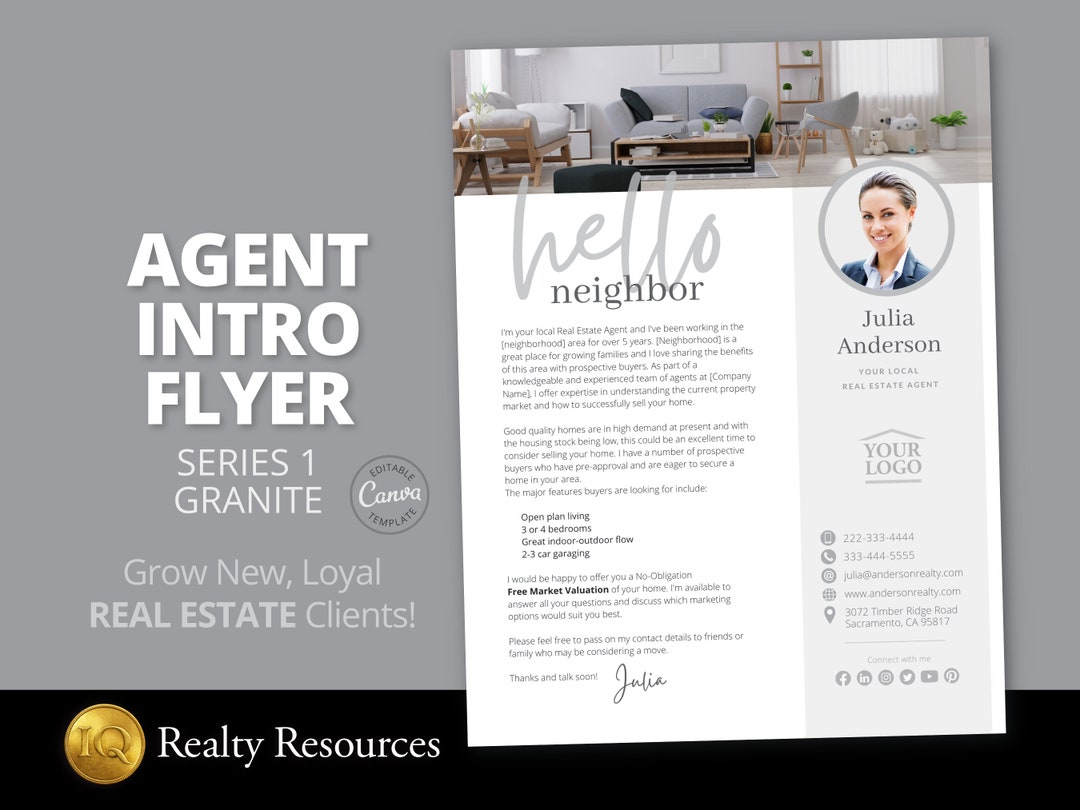 Real Estate Flyer Template, Hello Neighbor Realtor Introduction Flyer ...