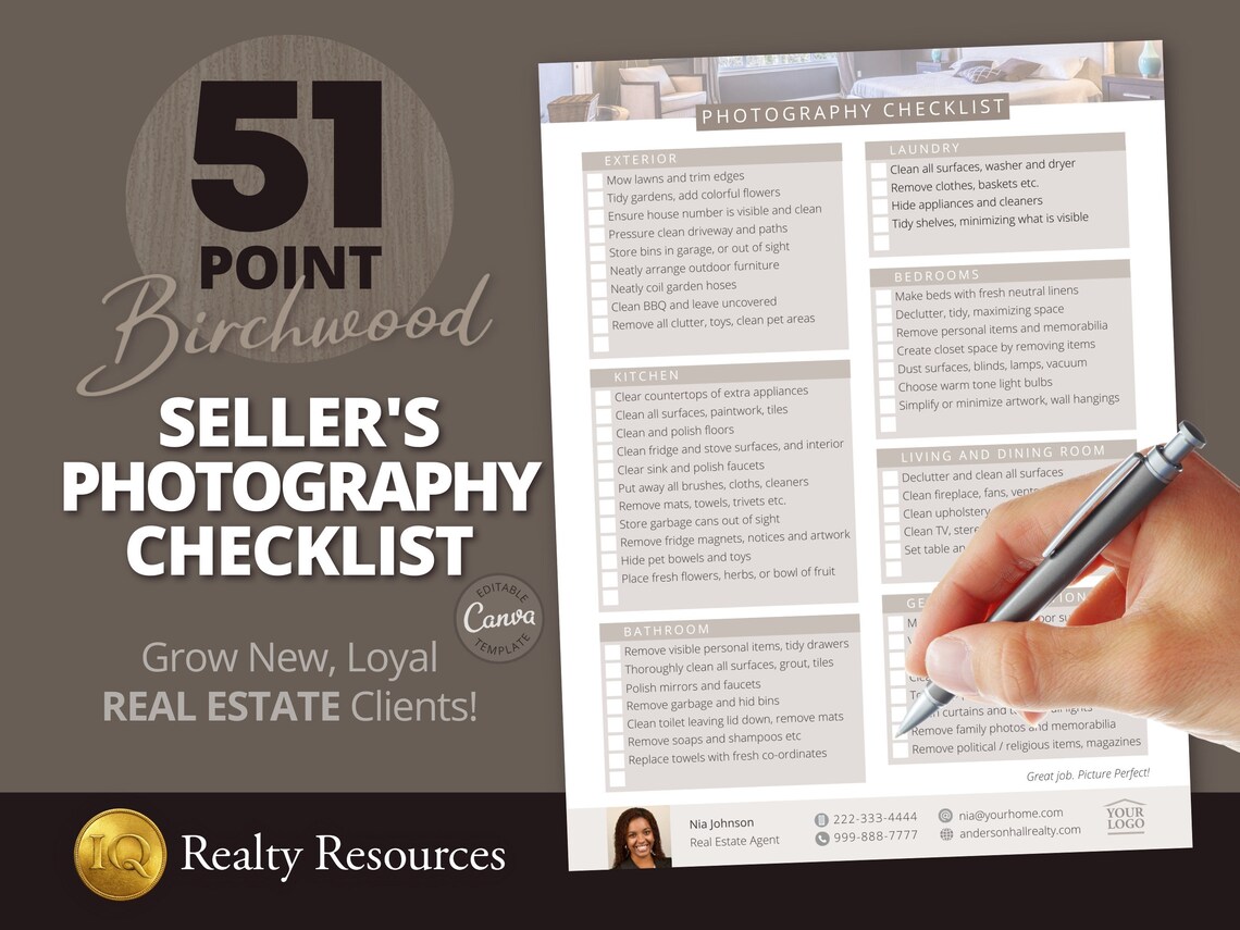 Real Estate Photography Checklist for Home Sellers Realtor - Etsy