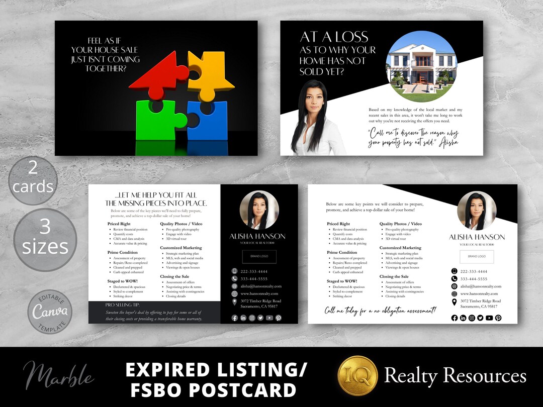 Real Estate Postcard Template, Expired Listing Postcard, FSBO Postcard ...