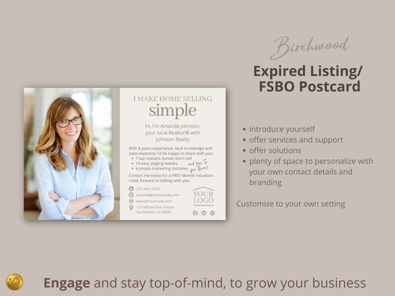 Real Estate Postcard Template, Expired Listing Postcard, FSBO Postcard ...