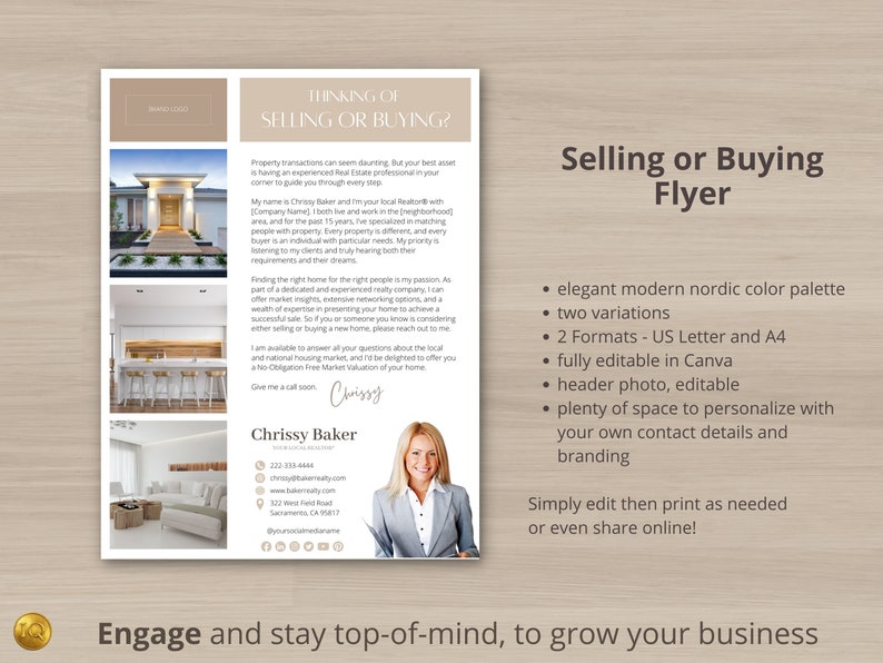 Real Estate Flyer Template, Buying or Selling, Realtor Introduction ...