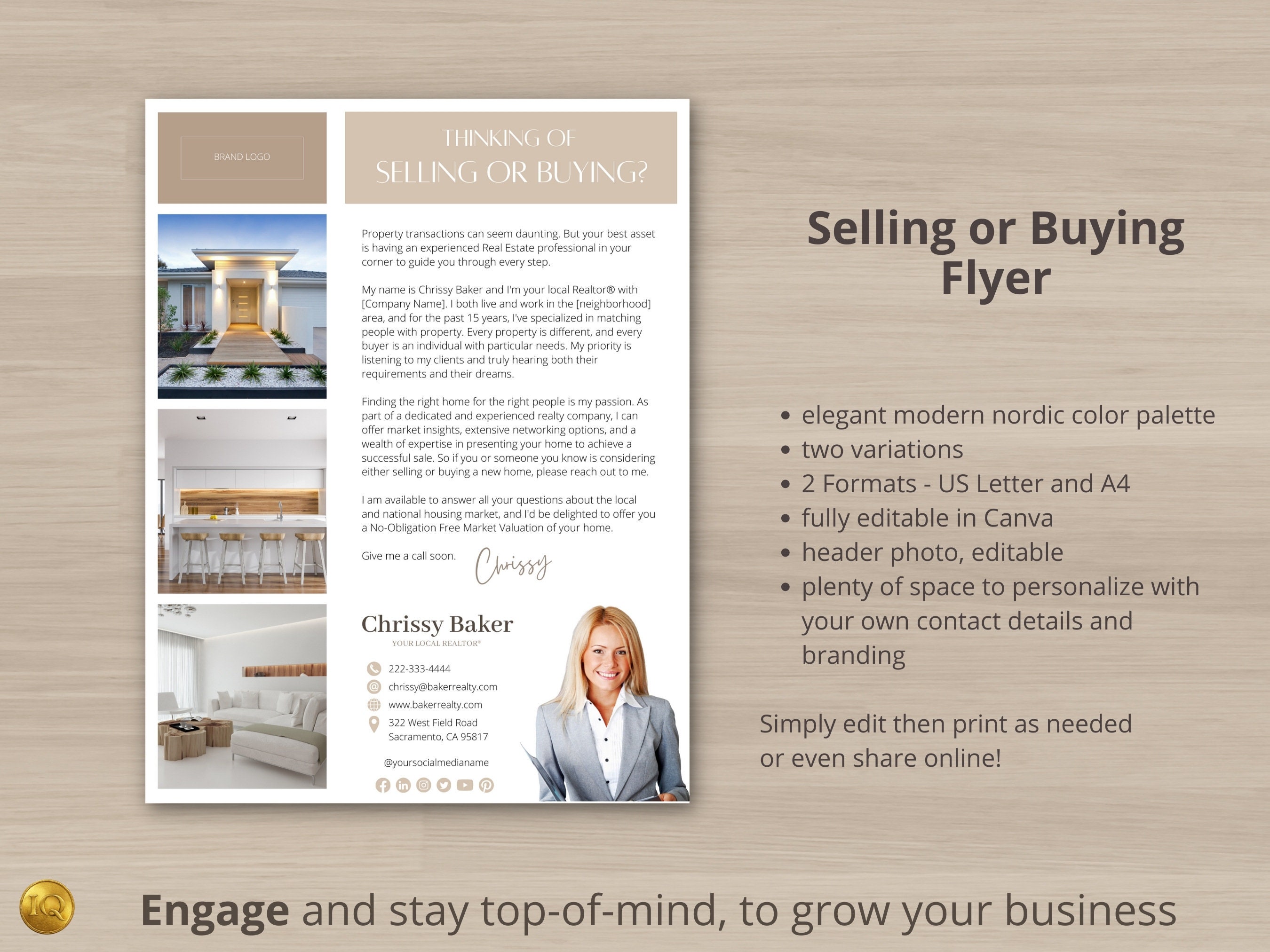 Real Estate Flyer Template, Buying or Selling, Realtor Introduction ...