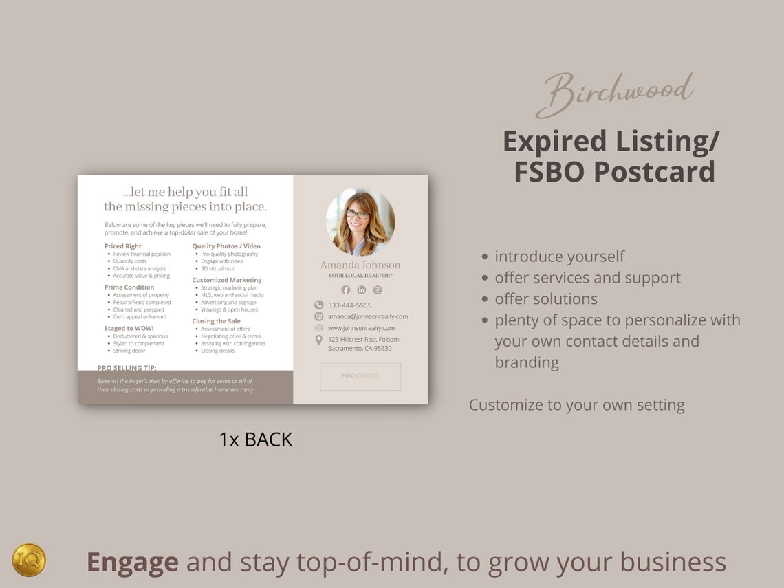 Real Estate Postcard Template Expired Listing Postcard FSBO - Etsy